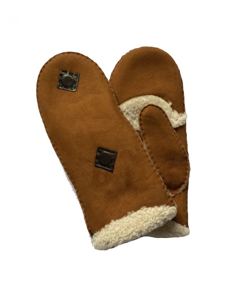 Moufles mitaines en cuir de mouton curly avec rabat Kazan
